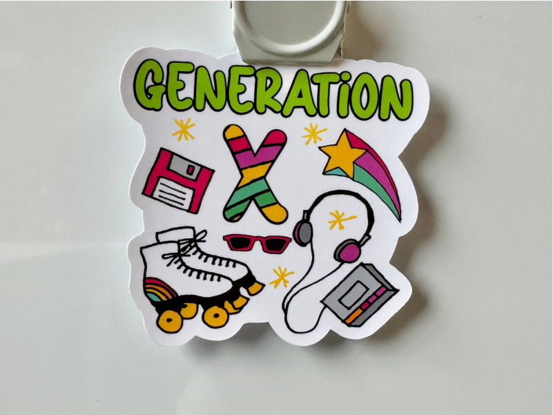 Generation X sticker, adhesive vinyl sticker | Suki Design co